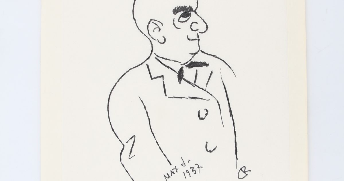 (Max JACOB) • Dessin original au crayon noir représentant son grand ami ...