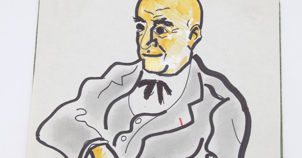 Carlo RIM • Dessin original au feutre noir rehaussé au feutre jaune ...