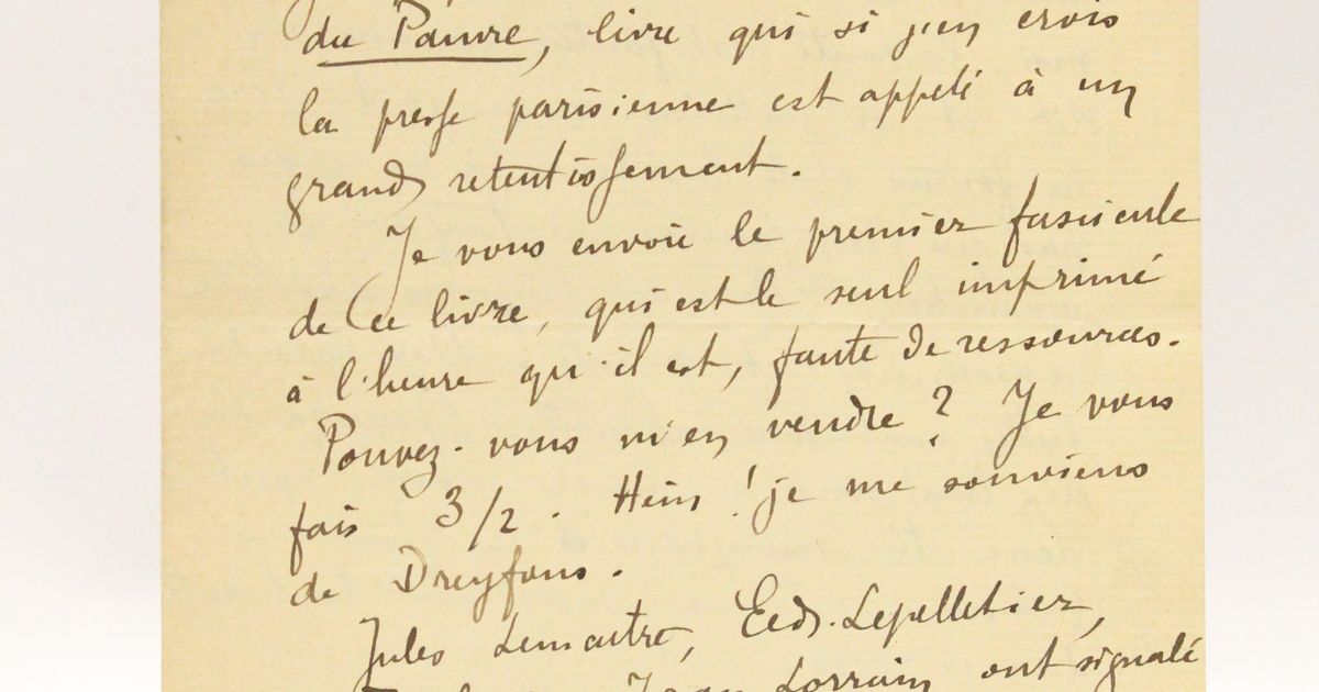 Jehan RICTUS • Lettre autographe signée de Gabriel Randon (dit Jehan ...