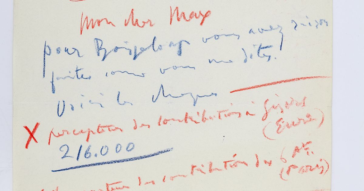 Pablo PICASSO • Lettre autographe bleue et rouge signée adressée à Max ...