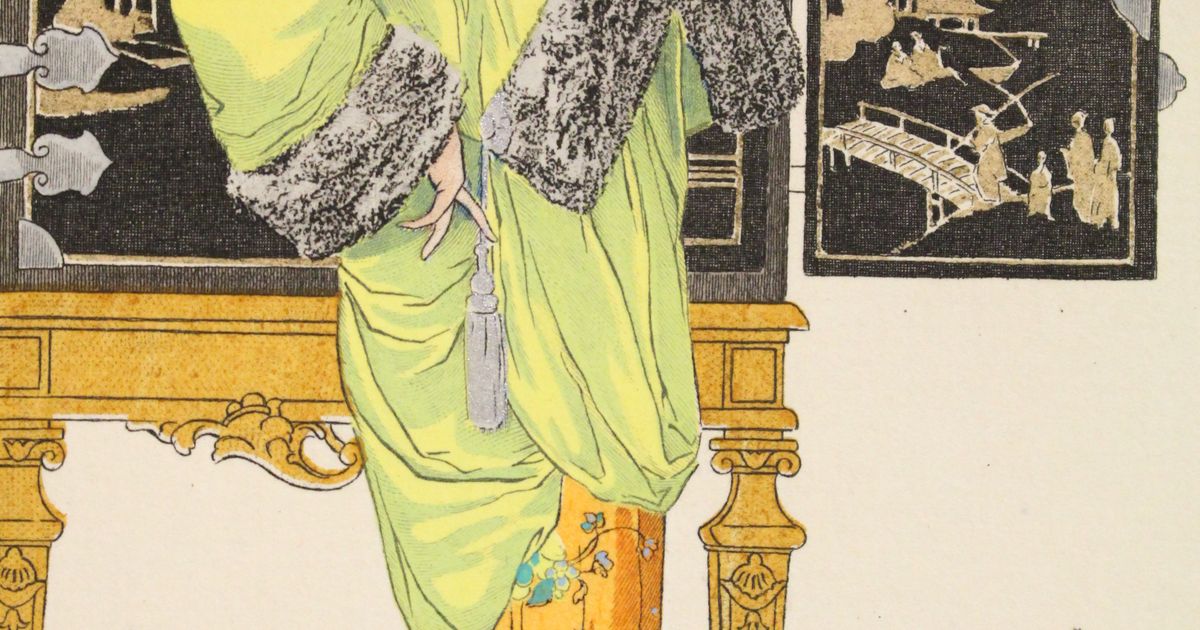 Roger BRODERS • Costumes parisiens. Robe de soie de Chine bordée de ...