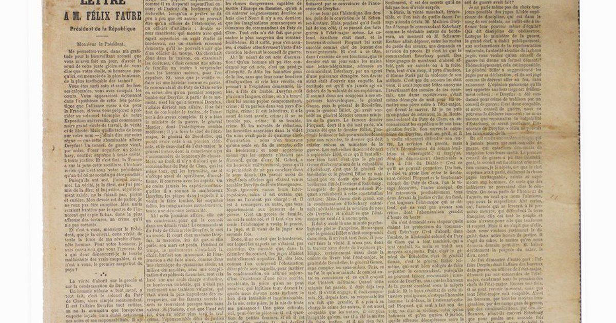 Émile ZOLA • J'accuse! In L'Aurore • 1898 – Edition-Originale.com ...