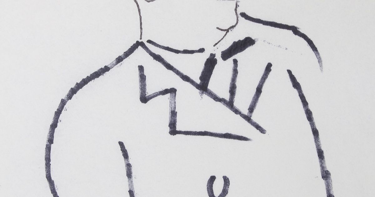 (Max JACOB) • Dessin original au stylo bille noir et rehaussé au feutre ...