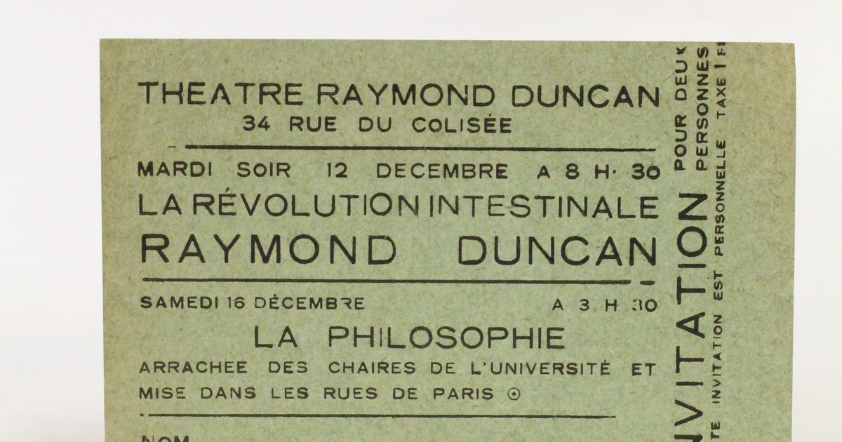 Raymond DUNCAN • Carton d'invitation aux conférences "La révolution ...