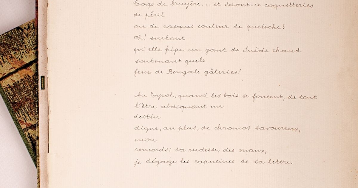 André BRETON • "Coqs de Bruyère" : poème autographe de jeunesse « et ...