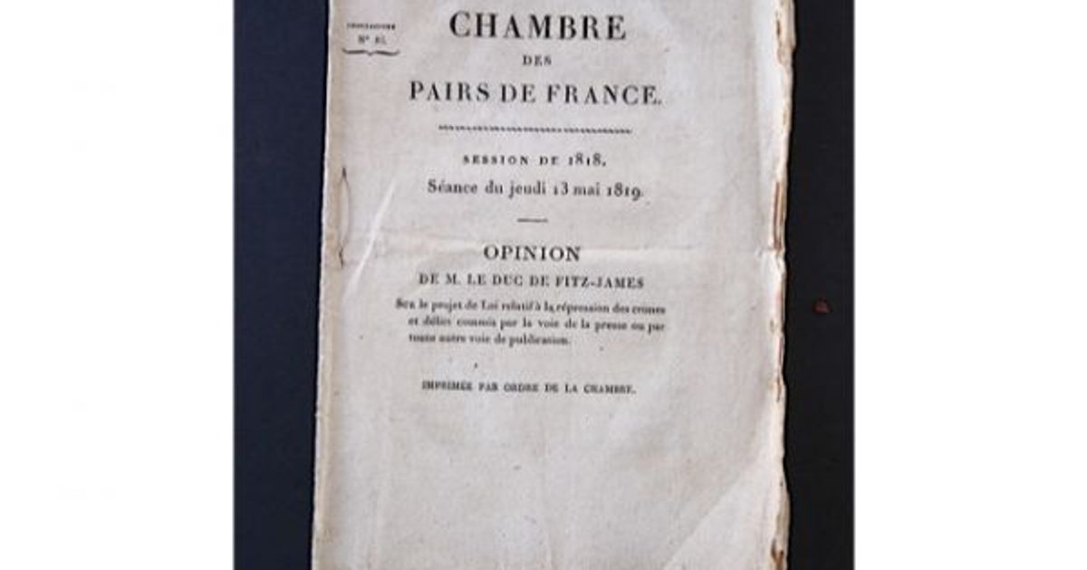 [RESTAURATION] Chambre des pairs de France. Session de 1818. Séance du ...