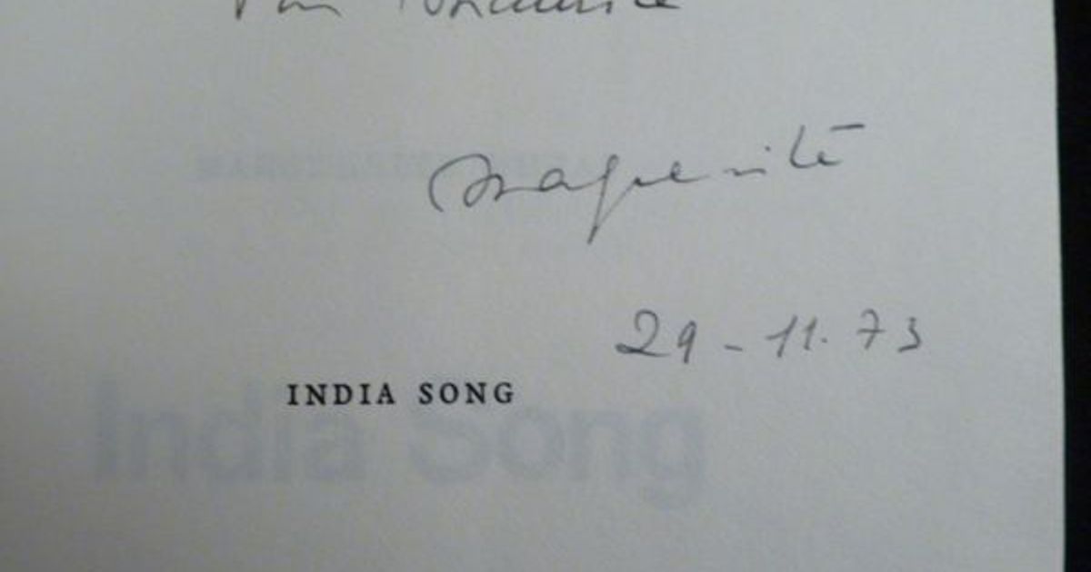 Marguerite DURAS • Indian song • Autograph • 1973 – Edition-Originale ...