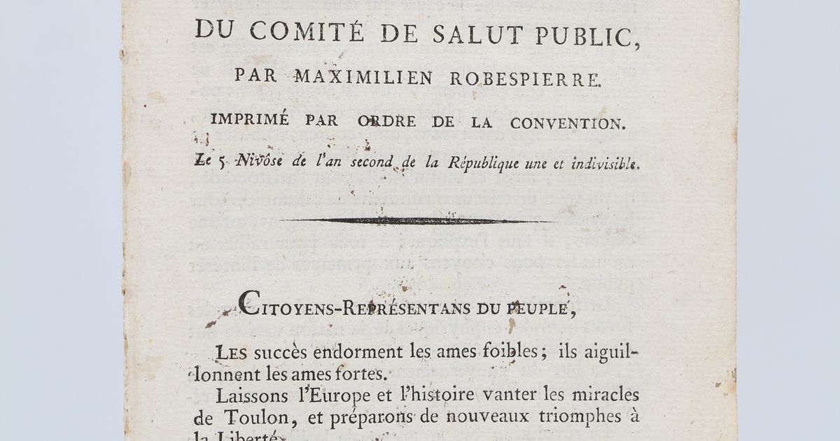Maximilien de ROBESPIERRE • Rapport sur les principes du gouvernement ...