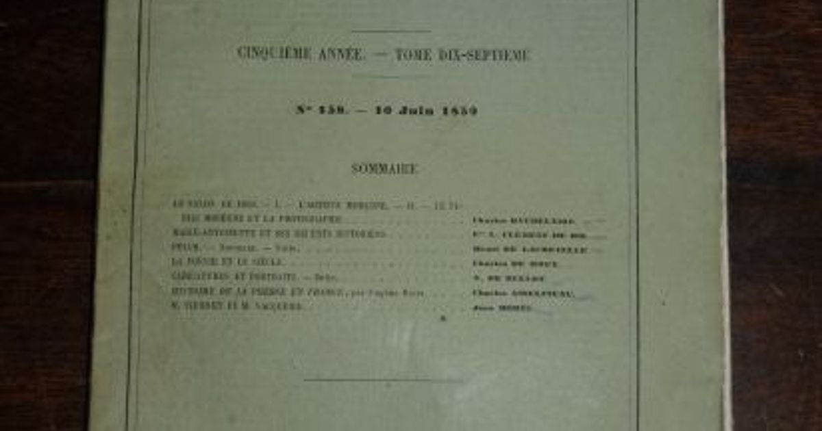 Charles BAUDELAIRE • Le salon de 1859. - I-L'artiste moderne. - II-Le ...
