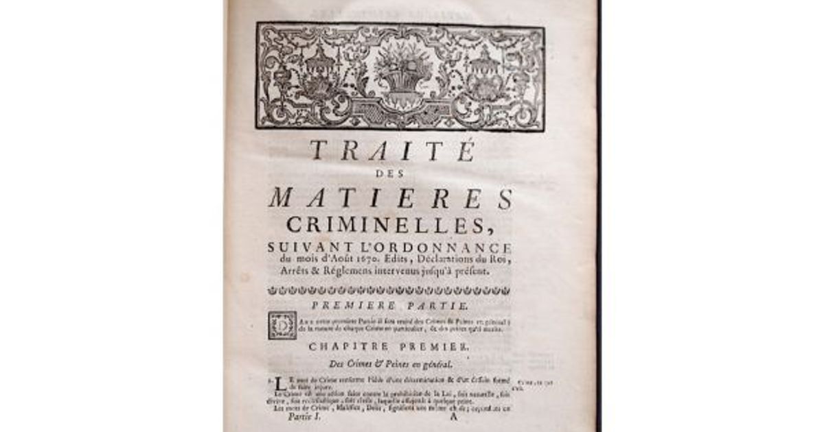 Guy DU ROUSSEAUD DE LA COMBE • Traité des matières criminelles, suivant ...