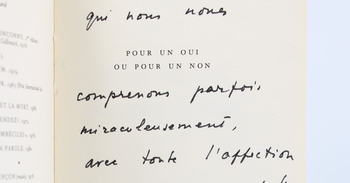 Nathalie SARRAUTE • Pour un oui ou pour un non • Autograph • 1982 ...